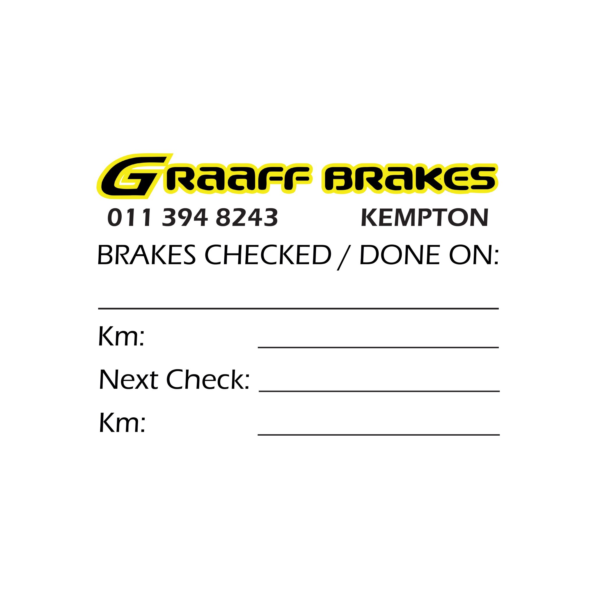 Graaff Next Check Sticker X200 – One Stop Shop